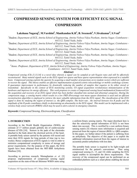Compressed Sensing System For Efficient Ecg Signal Pdf