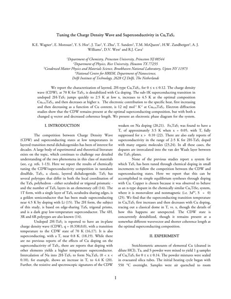 Pdf Tuning The Charge Density Wave And Superconductivity In Cu X