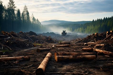 Ecological Impact Consequences Logging Picture Premium Ai Generated Image