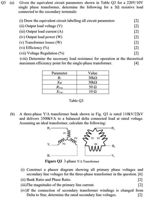 Solved Q A Given The Equivalent Circuit Parameters Shown In Table