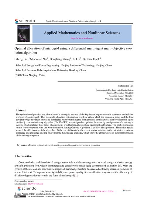 pdf optimal allocation of microgrid using a differential multi agent multi objective evolution