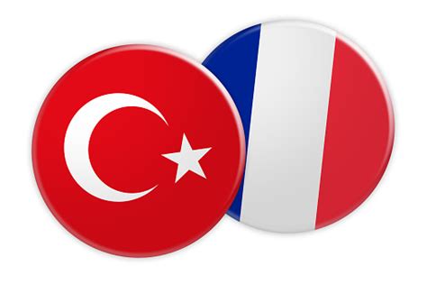 뉴스 개념 터키 깃발에 프랑스 플래그 단추 백색 배경에 3d 그림 3차원 형태에 대한 스톡 벡터 아트 및 기타 이미지 3차원 형태 International Match