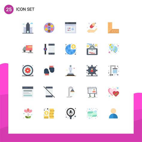 Set Of 25 Modern Ui Icons Symbols Signs For Ruler Protection Tape Insurance Web Editable Vector