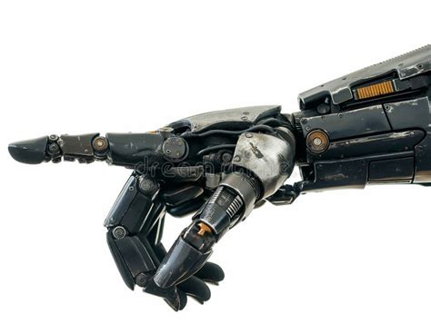 Bionic Black Hand Robotic Index Finger Touch Isolated On White
