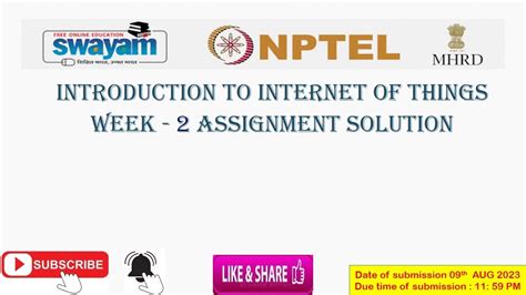 NPTEL COURSE INTRODUCTION TO INTERNET OF THINGS ASSIGNMENT YouTube