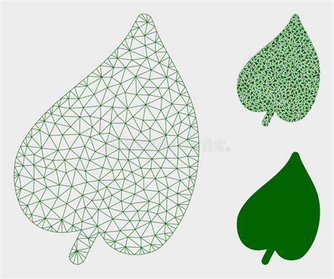 Leaf Vector Mesh Wire Frame Model And Triangle Mosaic Icon Stock Vector Illustration Of Design