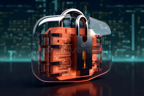 Lock With Circuit Pattern Concept Of Data Security Cybersecurity Cyber Defense Etc Stock