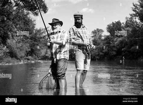Bearded Elegant Men Fisher Fishing Equipment Fishing Is Fun Man