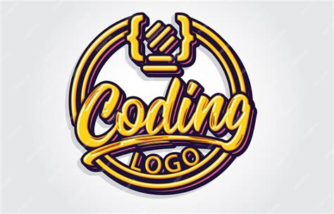 Computer Programming Code Hand Lettering Logo Premium Ai Generated Vector