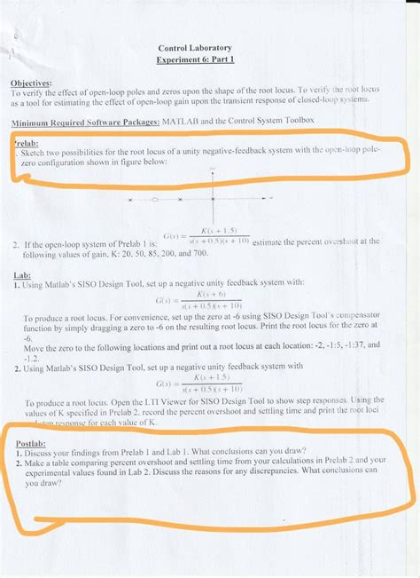 solved please answer the postlab subject is control system