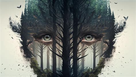 Premium Ai Image Tree Double Exposure