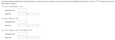 Solved Phase Angle In Degrees A It7502cosωt−35∘