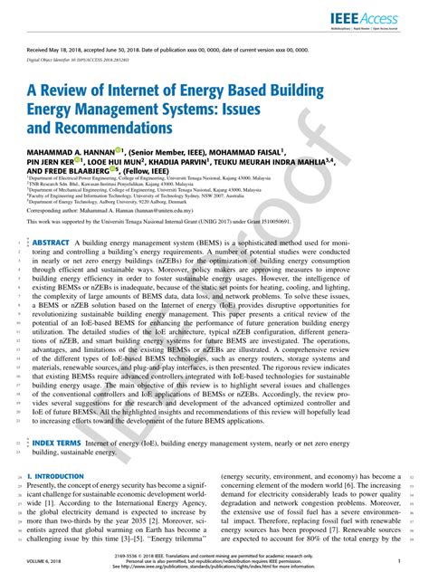 PDF A Review Of Internet Of Energy Based Building Energy Management Systems Issues And