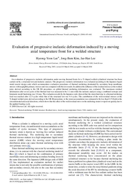 Pdf Evaluation Of Progressive Inelastic Deformation Induced By A Moving Axial Temperature