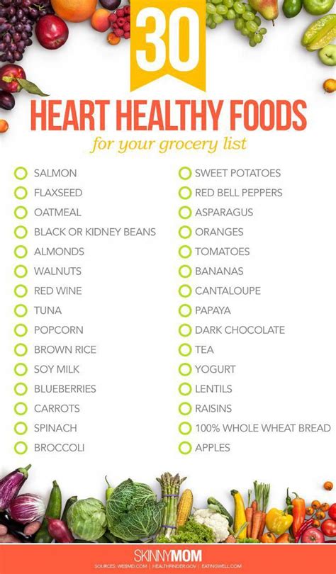 Heart Healthy Foods Printable Chart