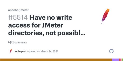 Have No Write Access For Jmeter Directories Not Possible To Use
