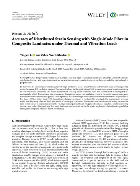 Pdf Accuracy Of Distributed Strain Sensing With Single Mode Fibre In Composite Laminates Under