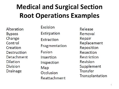 Medical And Surgical Section Root Operations Examples 1