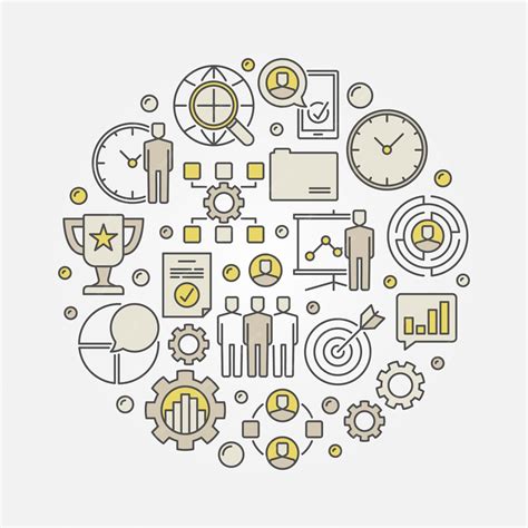 Premium Vector Project Management Vector Round Concept Illustration In Thin Line Style