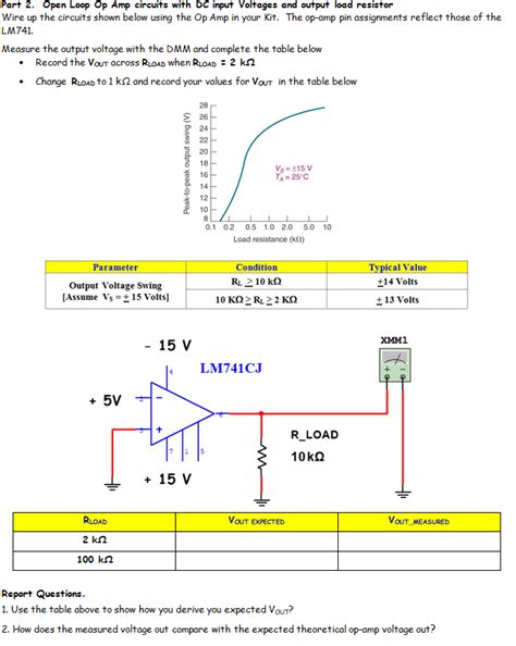solved part 2 open loop op amp circuits with dc input