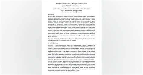 Real Time Simulation Of A Microgrid Control System Using Modbus Communication Microgrid Knowledge