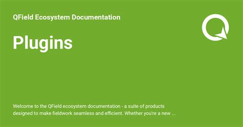 Plugins Qfield Ecosystem Documentation