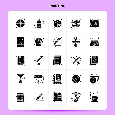 Solid 25 Printing Icon Set Vector Glyph Style Design Black Icons Set Web And Mobile Business