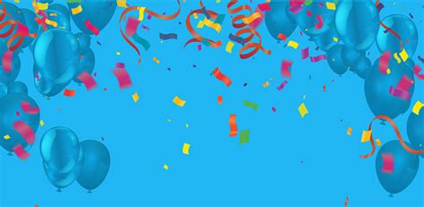 파란색 풍선과 색종이가있는 그랜드 개막식 소매 쇼핑 또는 블랙 프라이데이 프로모션 스타일 가위에 대한 스톡 벡터 아트 및 기타