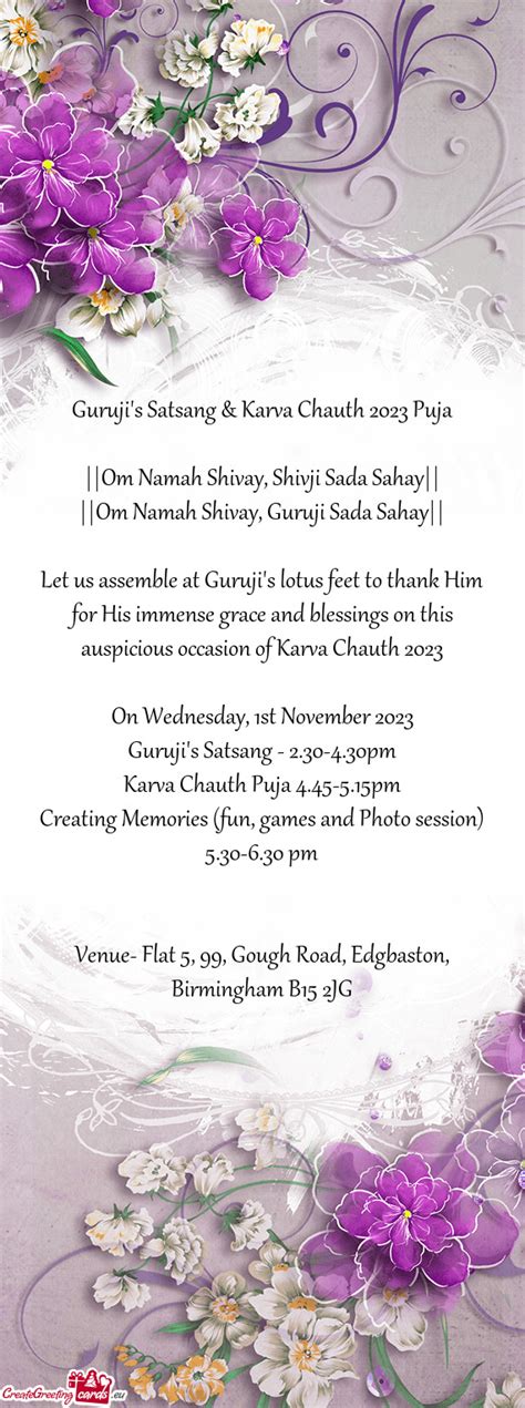 Gurujis Satsang And Karva Chauth 2023 Puja Free Cards