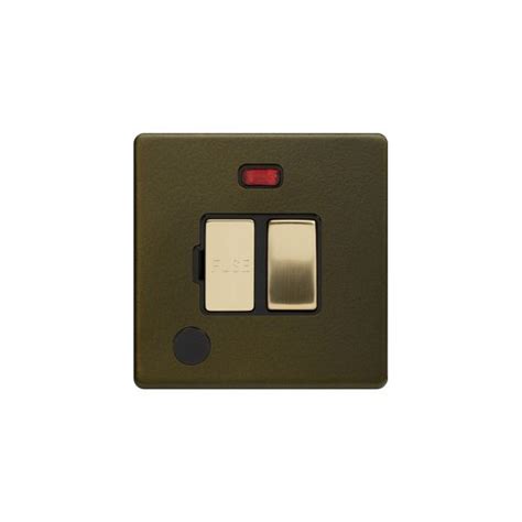 Soho Fusion Bronze With Brushed Brass Flat Plate 13a Switched Fused Connection Unit Fcu Flex
