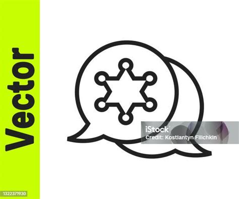 흰색 배경에 격리 된 검은 줄 헥사그램 보안관 아이콘 경찰 배지 아이콘 벡터 검은색에 대한 스톡 벡터 아트 및 기타 이미지 검은색 경찰 배지 경찰관 Istock