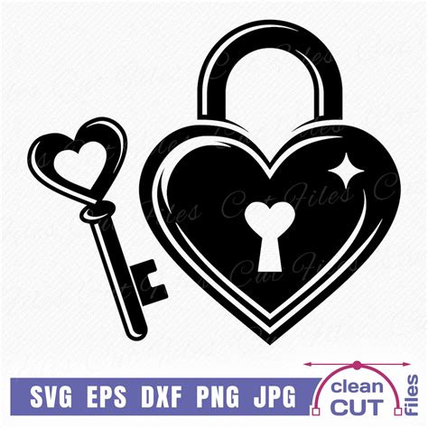 Heart Lock And Key Svg Cutting File Love Lock Silhouette Cricut Cameo