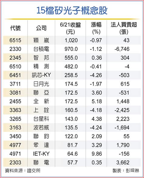 矽光子發威 15檔概念股吸睛 證券．權證 工商時報