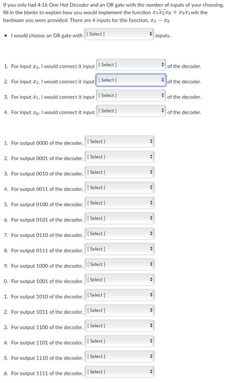 solved if you only had 4 16 one hot decoder and an or gate