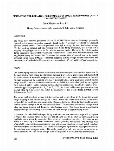 Simulating The Radiation Performance Of Simox Buried Oxides Using A