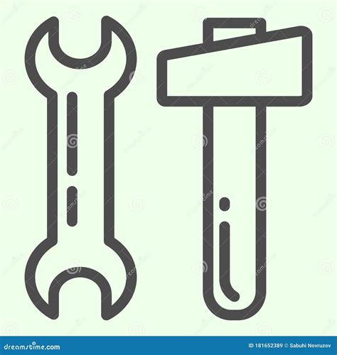 Pictogram Van Hamer En Moersleutel Twee Moersleutel Voor