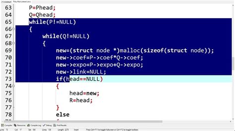 Polynomial Multiplication Using Linked List Program Youtube
