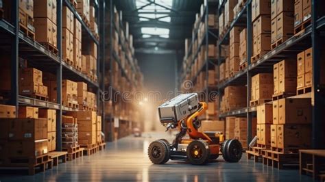 Smart Automation Arm Robot Working At Warehouses Conveyor Belt Production Line Control By