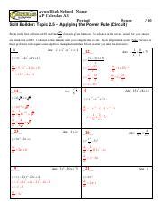 Topic 2 5 Applying The Power Rule Circuit SOLUTIONS Pdf Avon High