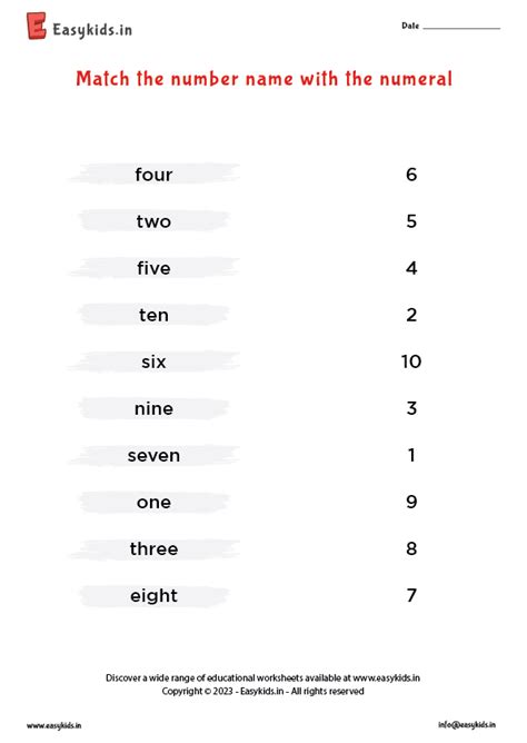Number Names Worksheet Worksheet