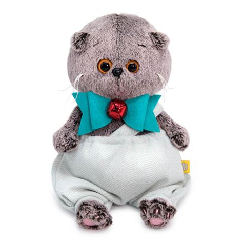 Мягкая игрушка Кот Басик BABY в шортиках и банте с колокольчиком, Budi ...