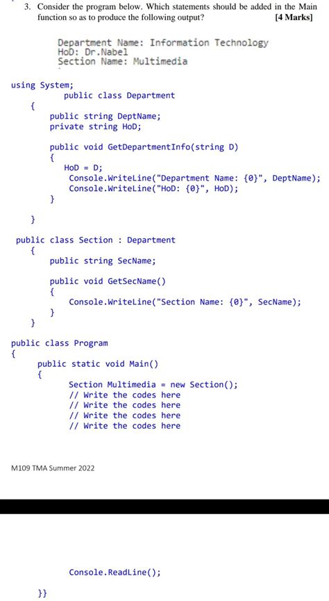 solved 3 consider the program below which statements