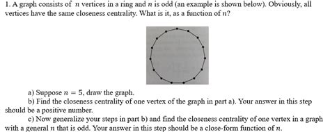 Solved A Graph Consists Of N Vertices In A Ring And N Is Chegg