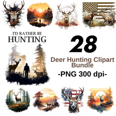 Deer Hunting Clipart Bundle Png For Sublimation Rustic Buck Silhouette