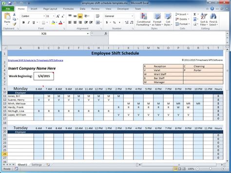 Free Employee And Shift Schedule Templates