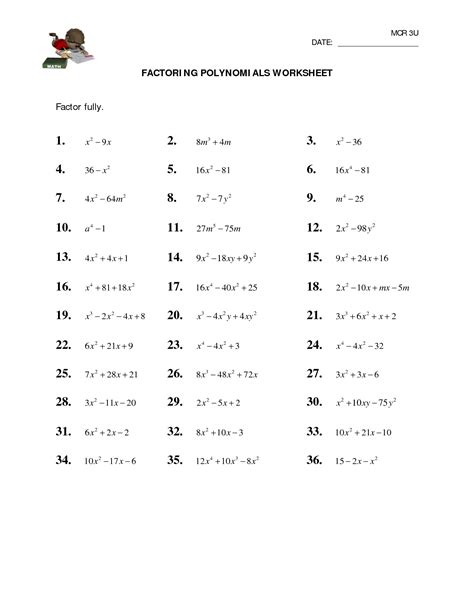 Factoring Gcf Worksheet Algebra 1 Part 2