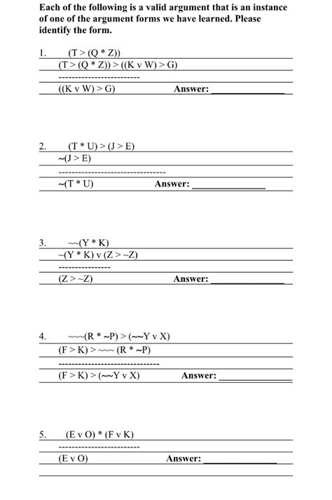 Solved Each Of The Following Is A Valid Argument That Is An