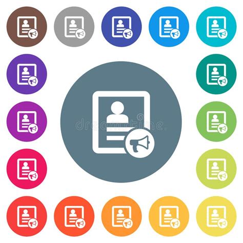 Contact Alarm Flat White Icons On Round Color Backgrounds Stock Vector Illustration Of