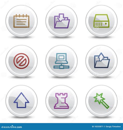 Data Web Colour Icons White Circle Buttons Stock Vector Illustration Of Outline Disk 10255871