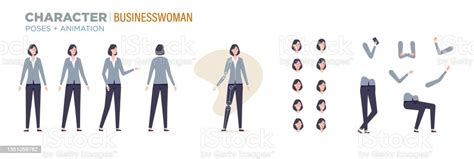 애니메이션을 위한 사업가 캐릭터입니다 다양한 전망 얼굴 감정 포즈와 제스처로 설정 제작 등장인물에 대한 스톡 벡터 아트 및 기타 이미지 Istock